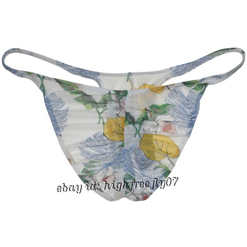 Men Tan Sheer Swim Bikini Brief Pucker Back Underwear String Pouch ...
