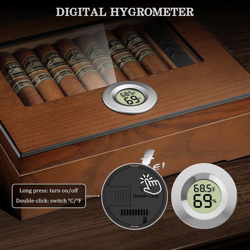 Cigar Humidor Cedar Wood Desktop Humidors with Digital Hygrometer... | eBay
