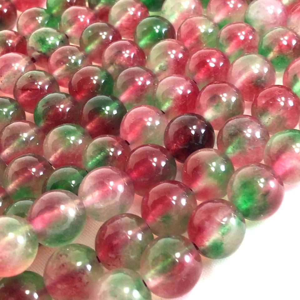 Watermelon Tourmaline Jade Red Green Clear Round Loose Bead 15" 6mm 8mm ...