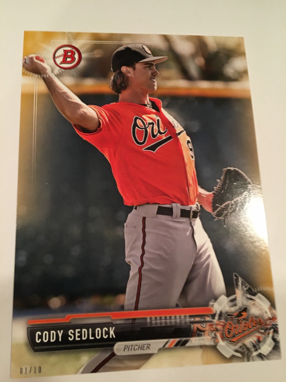 2017 Bowman Draft Jumbo 5x7 Cody Sedlock Orioles BD170 #'d 01/10 Gold ...