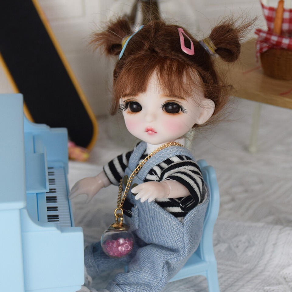1/12 BJD Doll Joint Movable Mini Girl Doll Gift Full Clothes Shoes Wigs ...