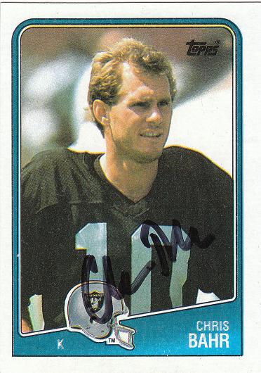 CHRIS BAHR Autographed Signed 1988 Topps card Oakland Raiders COA | eBay