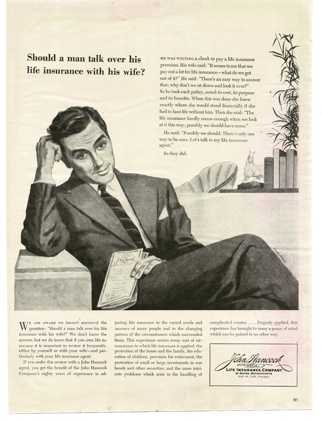 1944 John Hancock Life Insurance Company Vintage Print Ad 3 | eBay