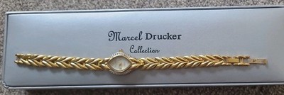 Marcel Drucker Gold Plated Ladies Quartz Dress Watch With 10 Diamond ...