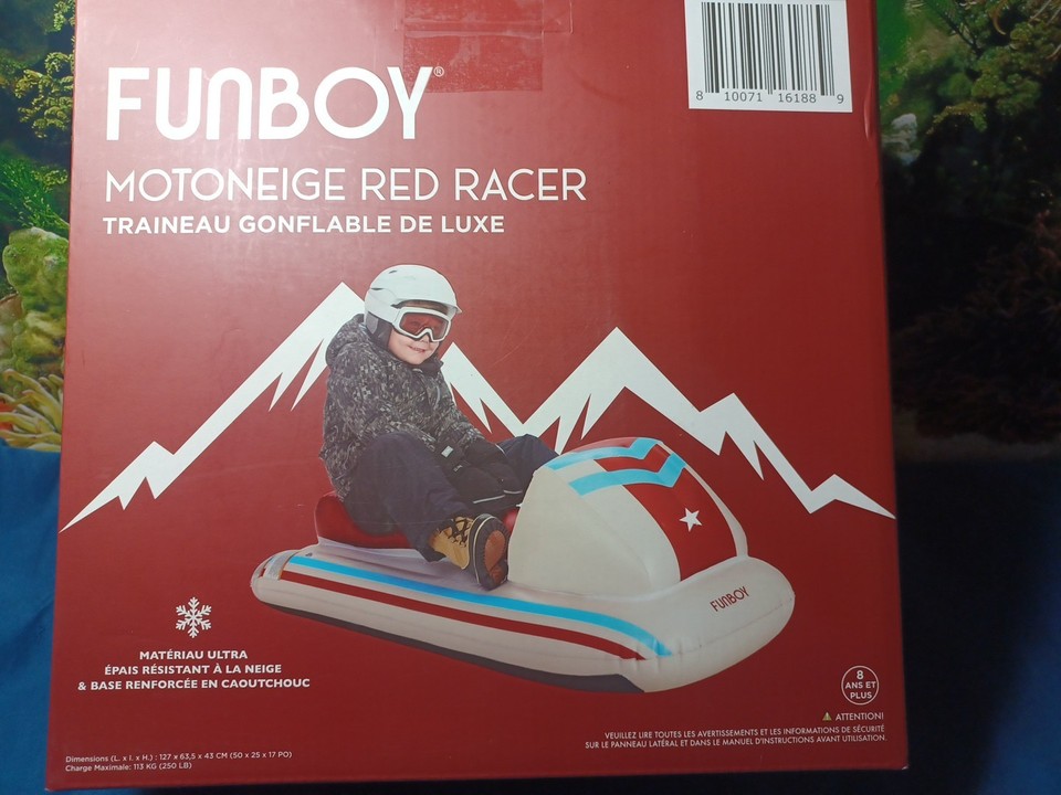FUNBOY Kids Inflatable Snow Sled Sleigh Skimobile Winter Red Rider ...