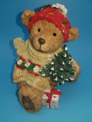 K's Collection Christmas Decoration Figurine Bear w/hat Sweater Tree 4 ...