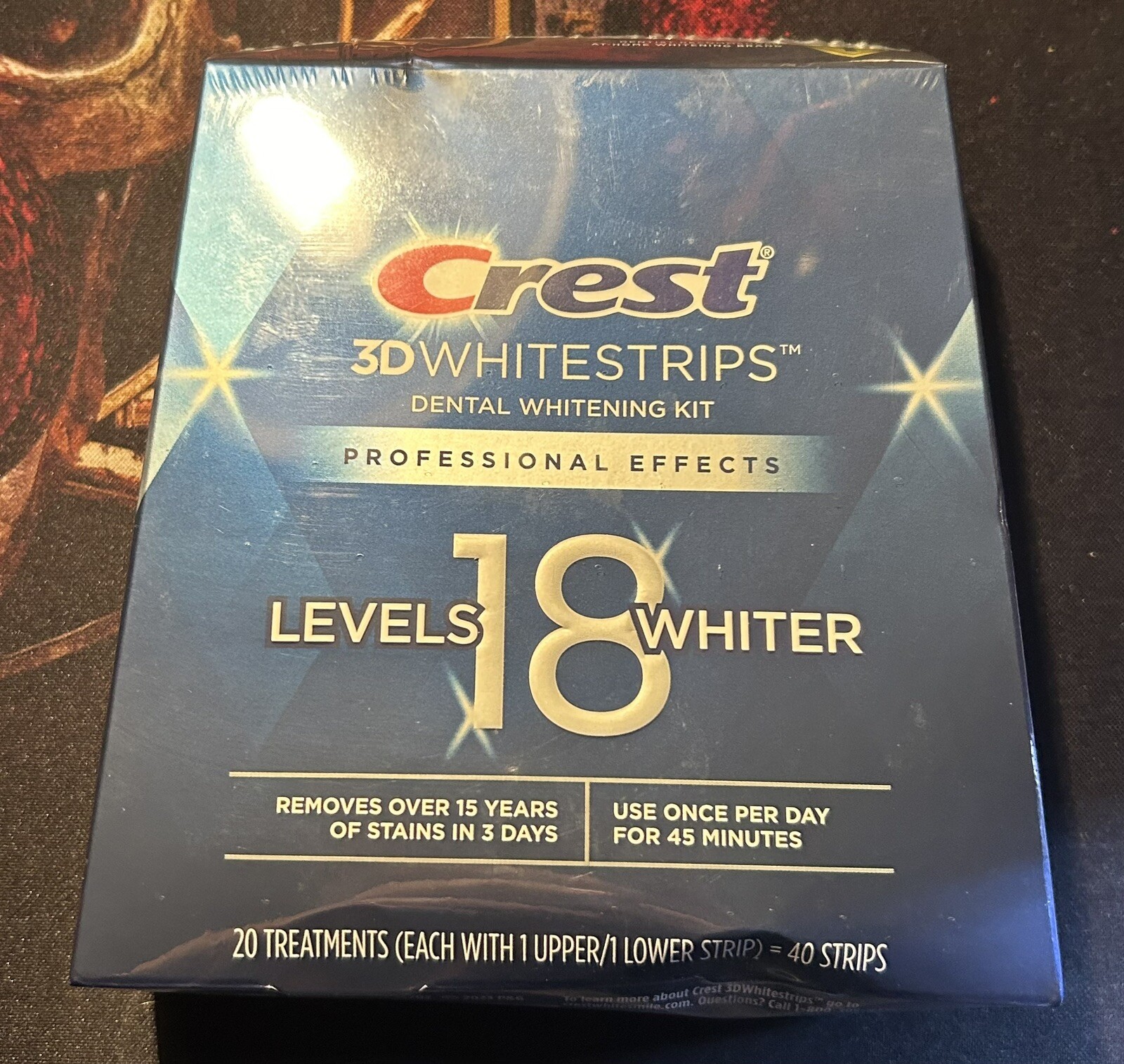 CREST 3D Whitestrips Professional Effects- Level 18 Whiter 40 Strips ...