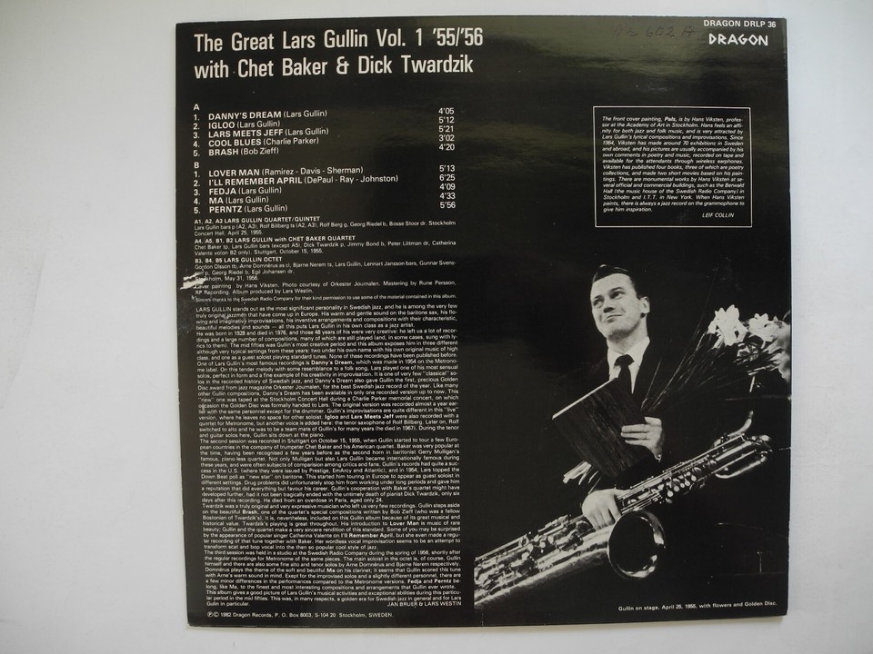 LARS GULLIN The Great Vol. 1 '55/'56 LP 1982 Sweden EX+ Chet Baker | eBay
