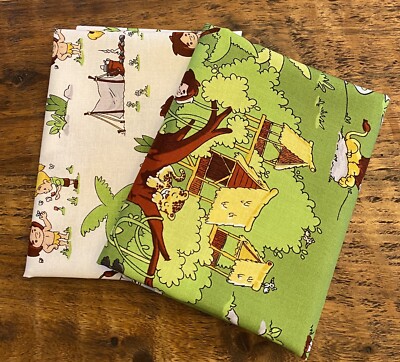 2 Fat Quarters Riley Blake "Tarzanimals" Tarzan Jane Animals Cotton ...