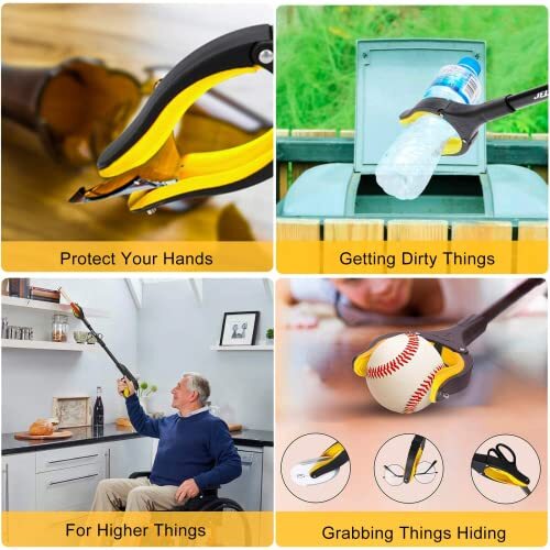 Reacher Grabber Tool, 90° Rotating Head, 32" Foldable Claw Grabber with ...