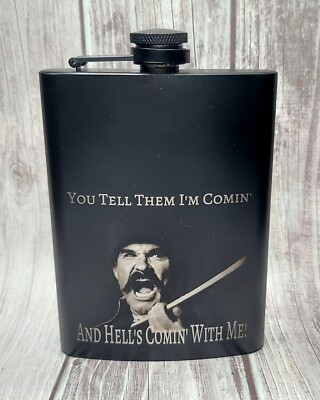 Tombstone Wyatt Earp Hell's Coming With Me Black Stainless Hip Flask 8 ...