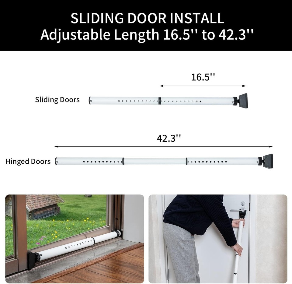 Home Child Proof Security Bar Sliding Door Jam Lock Safety Bar Window ...
