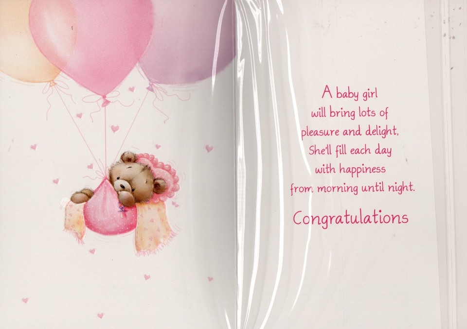 New Baby Girl Card Choice Of Designs For Birth Of Baby Daughter 7"x5 ...