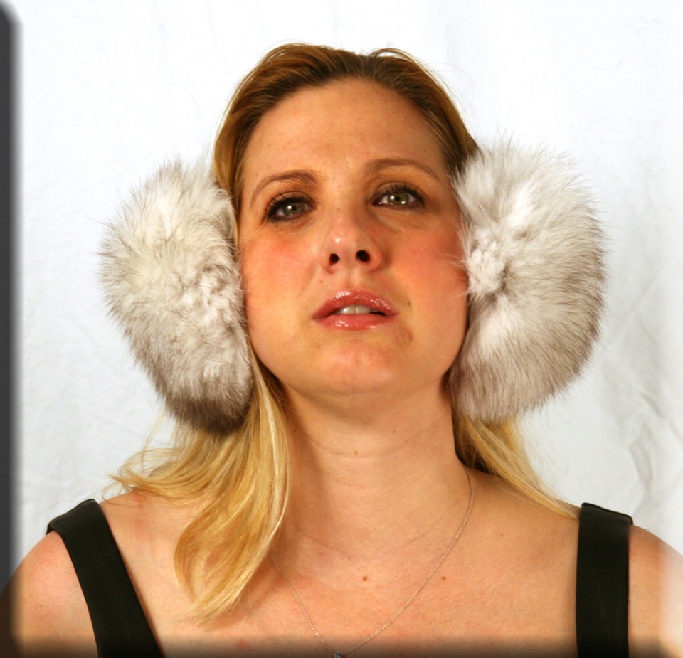 New Blue Fox Fur Ear Muffs - Efurs4less | eBay