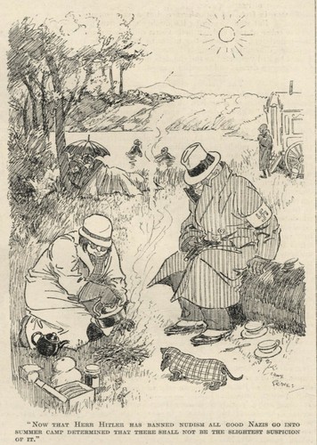 VINTAGE 1933 British Cartoon - HITLER BANS NUDISM SUMER CAMPS ...
