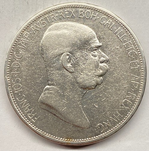 Austria 1908 5 Corona Silver Coin KM #2809 - Cleaned | eBay