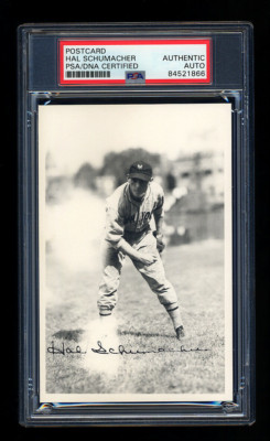 HAL SCHUMACHER SIGNED GEORGE BRACE POSTCARD PHOTO PSA/DNA NEW YORK ...