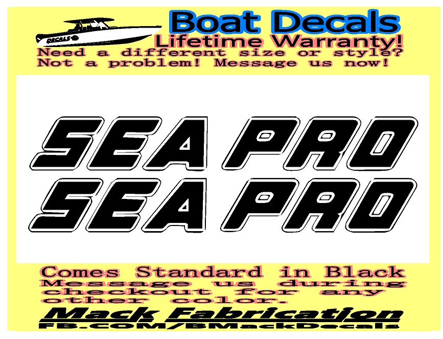 Pair of (2) 6" x 44.5" Sea Pro Boat hull Decals. Marine Grade | eBay