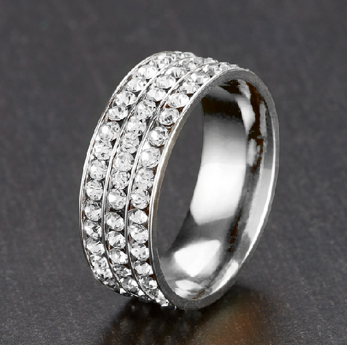 Amazing Triple Eternity High Polish Round White Gemstone Men's ...