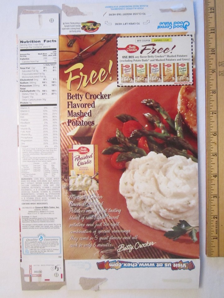 Empty GENERAL MILLS Cereal Box 1999 MULTI-BRAN CHEX 16 oz | eBay