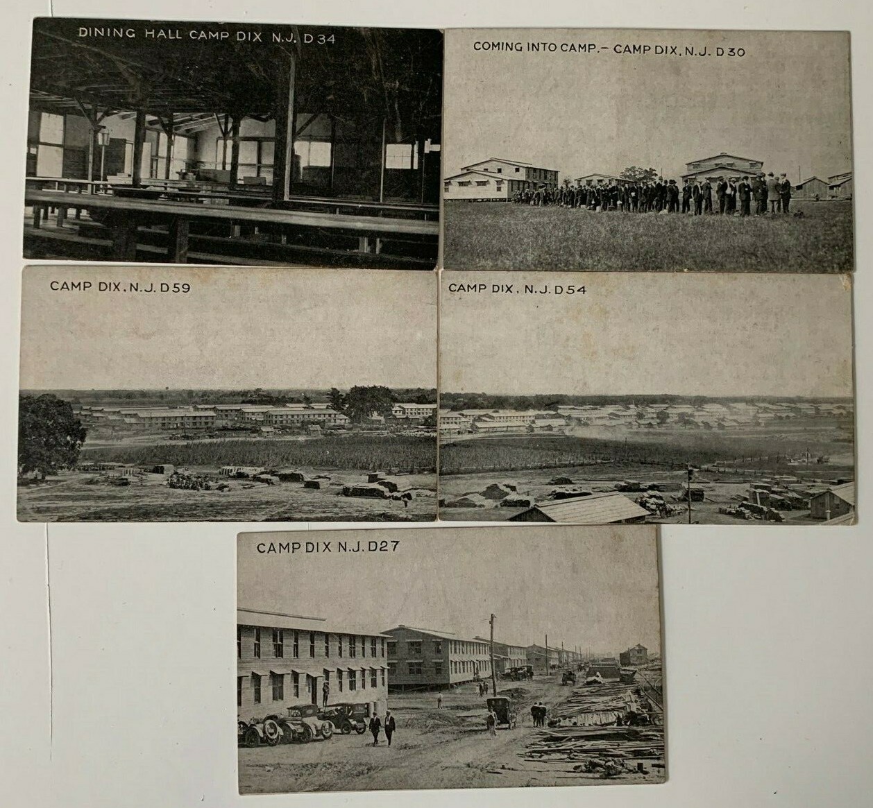 Lot of (5) 1917 Camp Dix New Jersey Postcards WWI US Army base Fort Dix ...