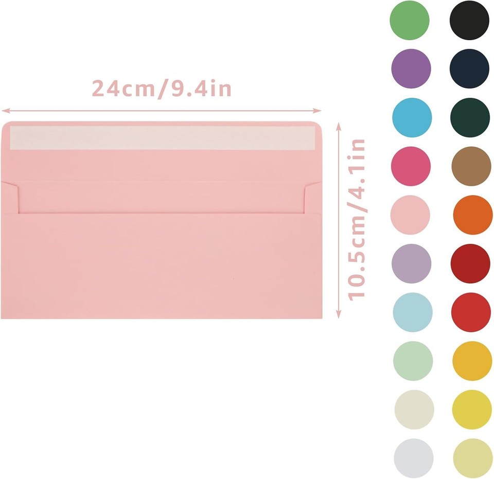 200 Pack Colorful #10 Business Envelopes 4-1/8 x 9-1/2 In Business ...