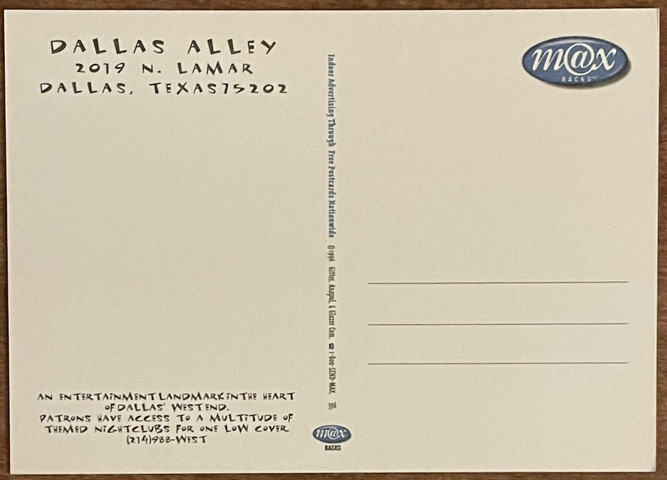 Dallas Alley Entertainment Night Clubs West End Dallas Texas TX Ad ...
