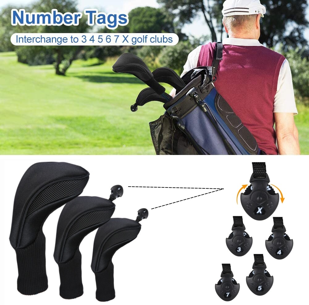 6 Colors 3PCS Golf Club Head Covers Set Driver 1 3 5 Fairway Woods ...
