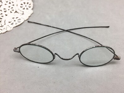 Antique Wire Rim Spectacles Glasses Eyeglass Oval Lens Steel Frame ...