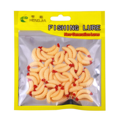 5/10/20 Pack 2.4cm Soft Fishing Lures Larva Maggot Worm Grub Bait ...