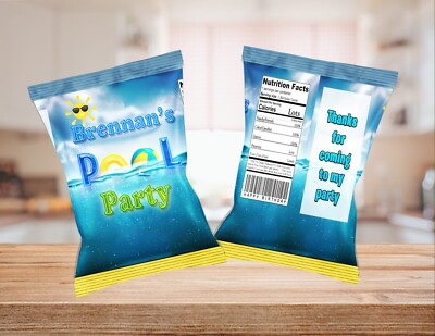 (12) Personalized POOL PARTY Chip Bags Party Favors Printed or D. File ...