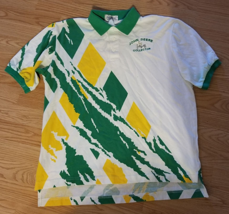John Deere Collector vintage 90s ringer polo shirt sz lg chest 48" | eBay