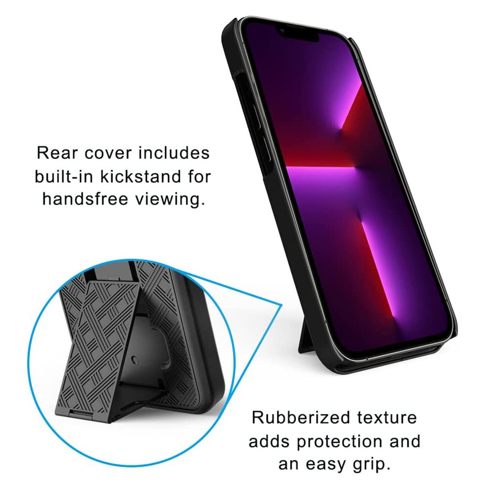For Apple iPhone 16/16 Pro/16 Plus/16 Pro Max Belt Clip Holster Case w ...