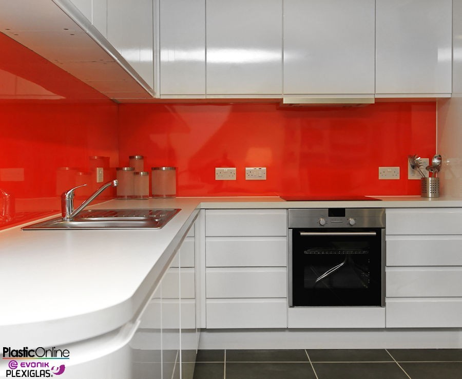 Red Splashback Perspex Acrylic Kitchen Bathroom Like Glass Tile ...