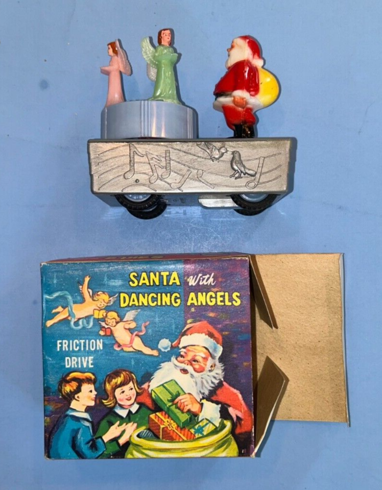 Vintage 1950-60s "SANTA WITH DANCING ANGELS" Friction Drive Vehicle MIB ...