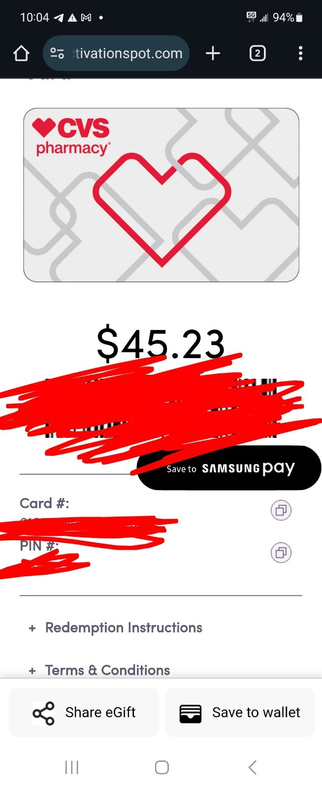 CVS Pharmacy Electronic Gift Card $45.23 | eBay