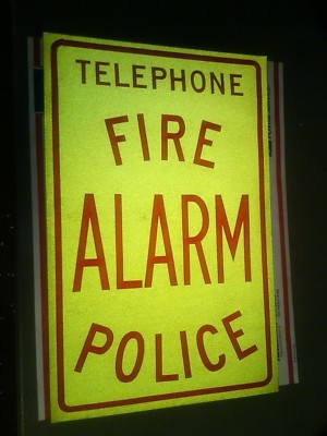 Gamewell "TELEPHONE FIRE ALARM POLICE" BOX STICKER DECAL Scotchlite ...