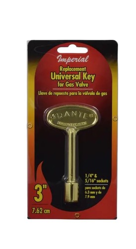 Imperial Universal Flame Fireplace Brass 3" Gas Logs Valve Key 1/4" 5/ ...