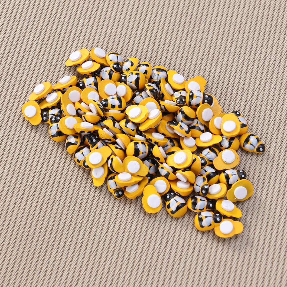 300PCS Wooden Buttons DIY Green Bee Design Wood Buttons Craft ...