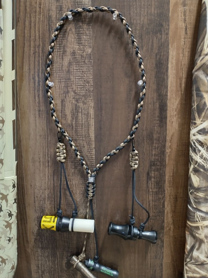 Custom made Duck Goose predator Call Lanyard w/ 2 carabiner drops Camo ...