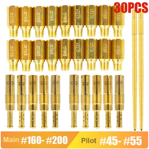 30x Carburetor Main Jet Pilot/Slow Jet Needle Kit For Keihin FCR PWK ...