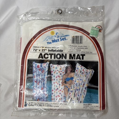 Vintage Index The Wet Set Action Mat Beach Print Pool Float #59711 72 ...