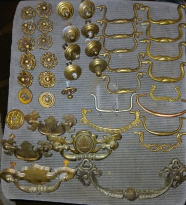 Lot 20 Assorted Cabinet Drawer Pulls Vintage Antique Brass | eBay