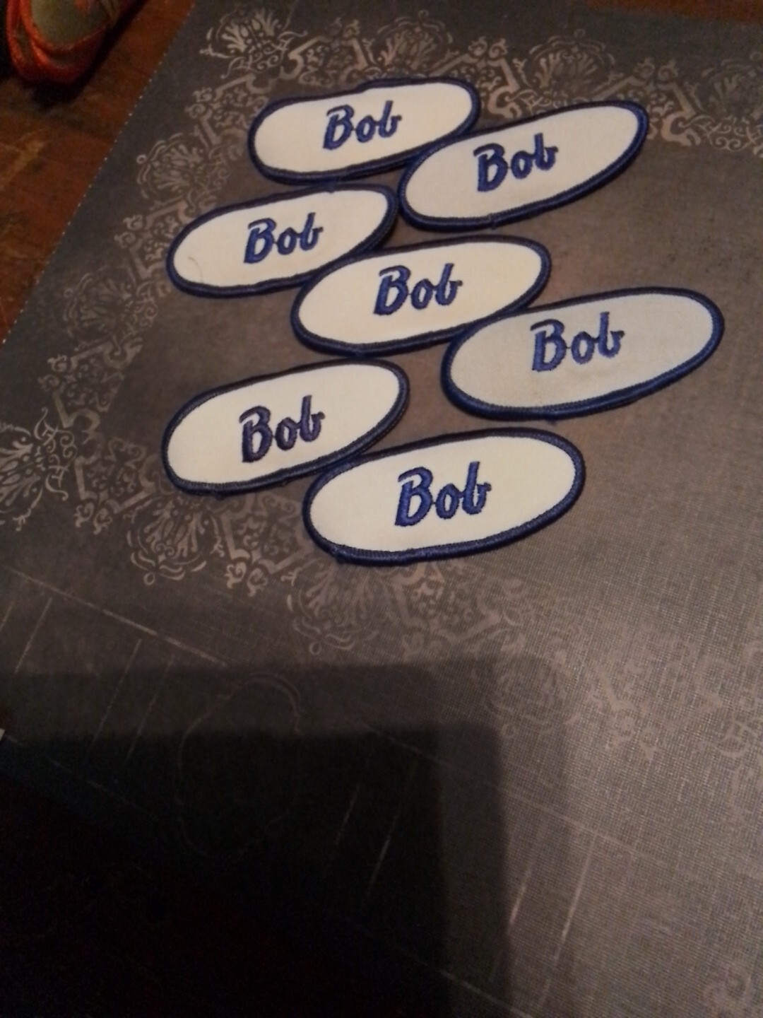 Vintage Name Patch. BOB EMBROIDERED NOS 3 X 1 1/2 7 AVAILABLE SEW OR ...