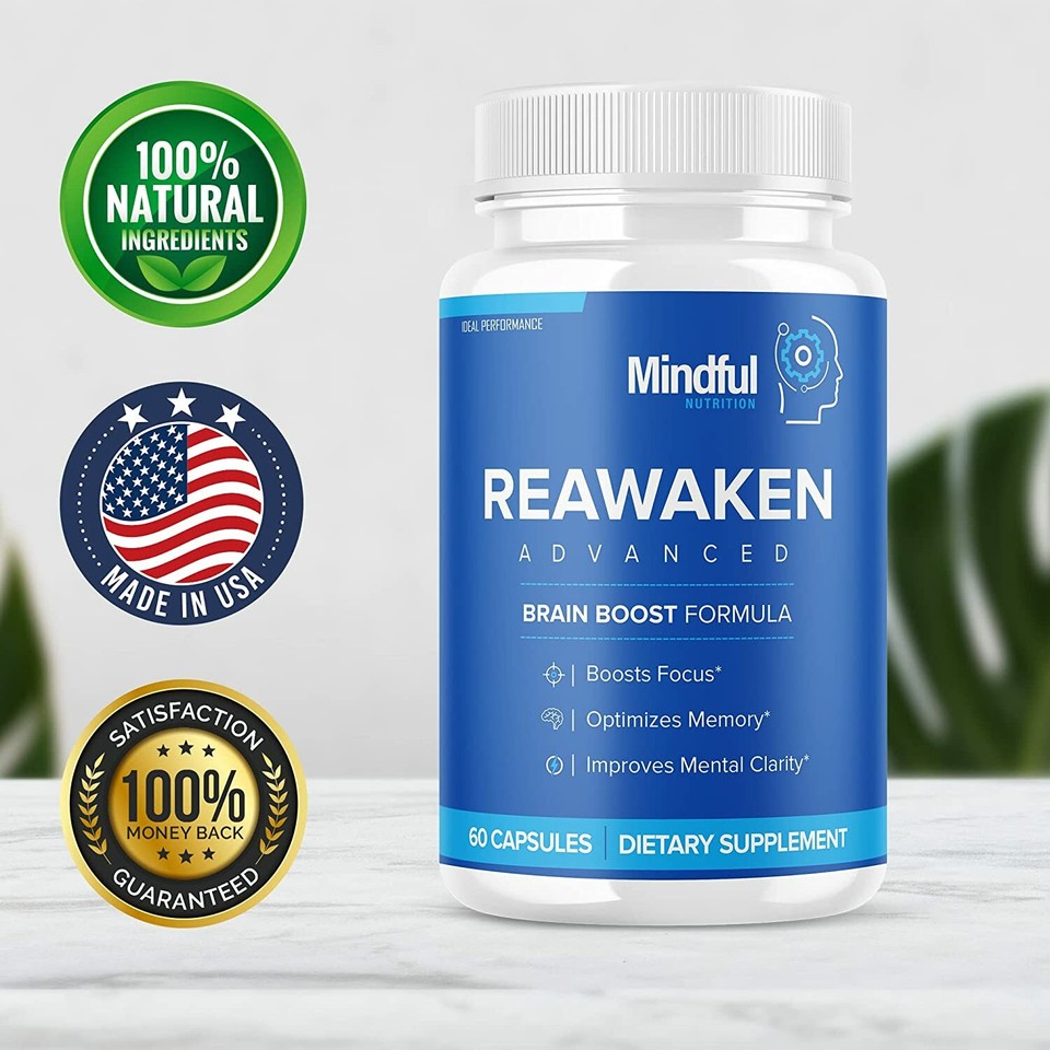 Reawaken Brain Boost Supplement for Memory Mindful Advanced Formula 60 ...