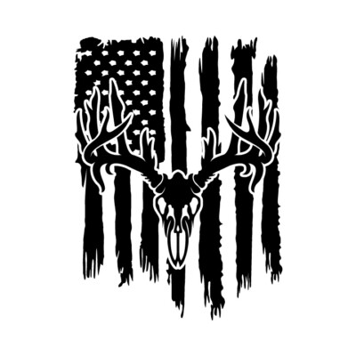 Distressed American Flag Whitetail Deer Buck Hunter Antler Decal ...