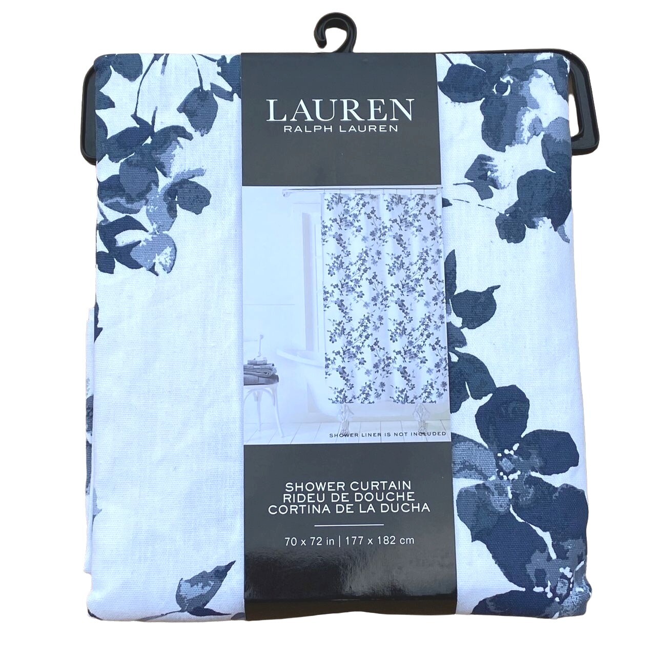Ralph Lauren Blue Vining Floral Cotton Shower Curtain | eBay