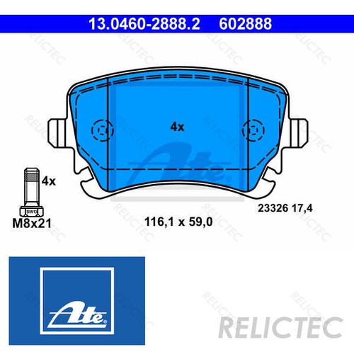 Rear Brake Pads Set Audi Bentley:A6,A4,CONTINENTAL 8E0698451C ...