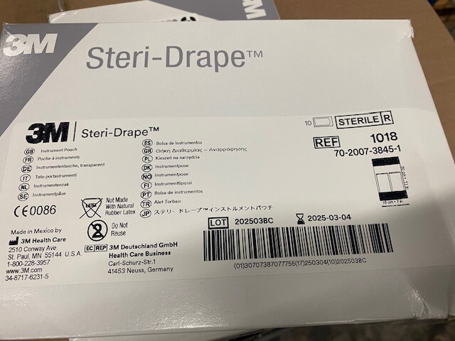 40 X 1018 3M Steri-drape Instrument Pouch 4 Boxes of 10 Exp 03/2020 for ...