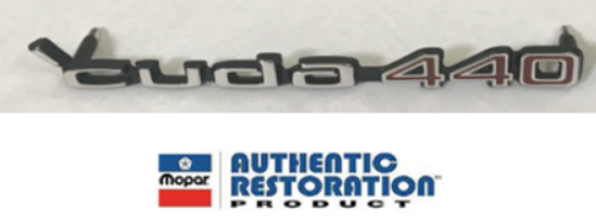 1970 1971 Barracuda cuda 440 dual scoop hood emblem. Two Pin 3462272 1 ...